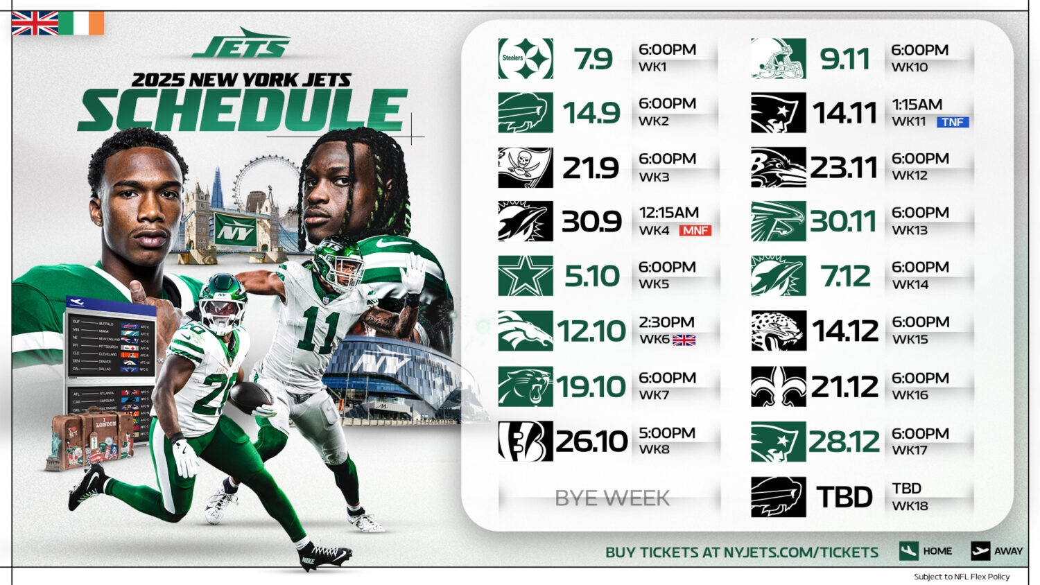 NEW YORK JETS 2025 SCHEDULE REVEALED — NY Jets International Fan Hub